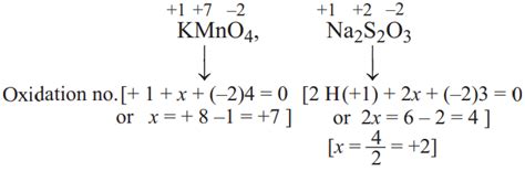 The Oxidation Number Of Mn And S In Kmno 4 And Na 2 S 2 O 3