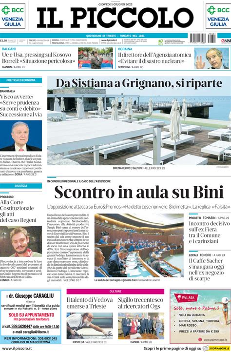 Prima Pagina «il Piccolo Giornali It