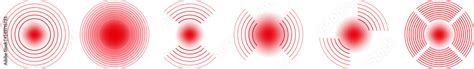 Red Monitor Signal Detection Waves Pulse Or Noise Symbols Speaker Sound Radar Signalling Or
