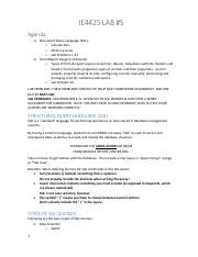Lab05 Pdf IE4425 LAB 5 Agenda Structured Query Language SQL O