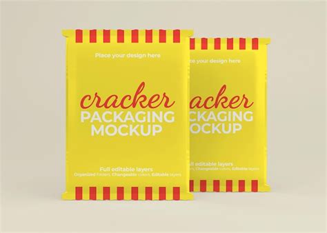 Premium Psd Cracker Or Snack Sachet Packaging Mockup