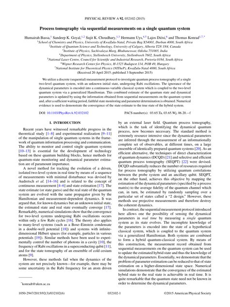Pdf Process Tomography Via Sequential Measurements On A Single