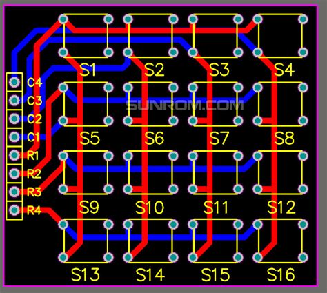 4x4 switch matrix keypad pcb [6000] sunrom electronics
