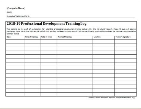 Professional Development Tracker Template