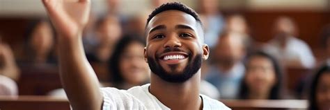 Eager Student Raising Hand In Class Premium Ai Generated Image