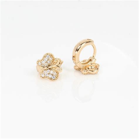 Aretes De Oro Lamin 18k De Mariposas Con Swarovski Niña Meses sin