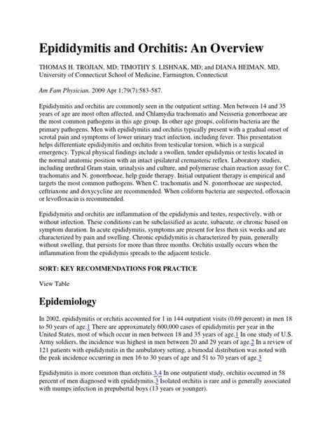 Epididymitis And Orchitis Pdf Clinical Medicine Medical Specialties
