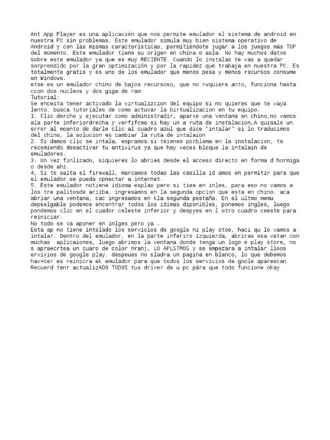 Tutorial Instalar Emulador Android Ant App Player Pdf Emulador