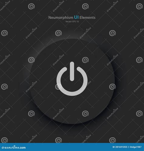 Round Power Button On A Black Background User Interface Elements In