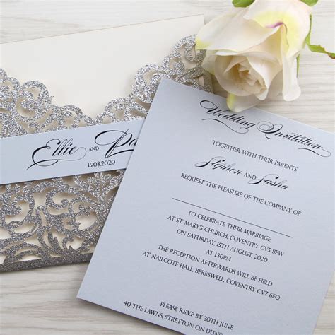 Glitter Ruby With Belly Band Invitation Greys Black Pure