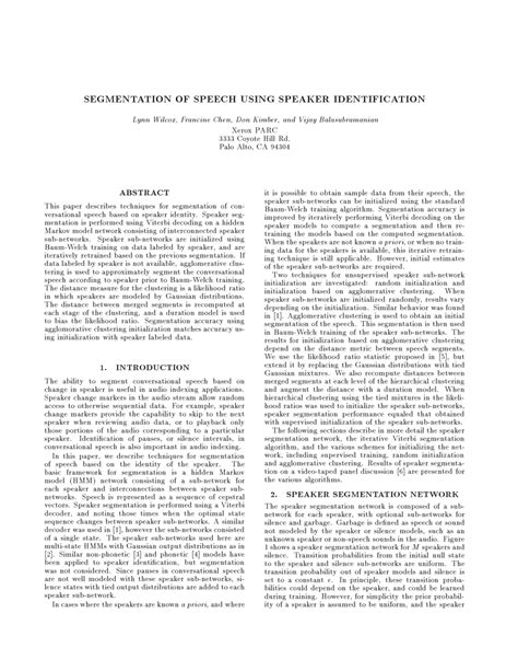 Pdf Segmentation Of Speech Using Speaker Identification