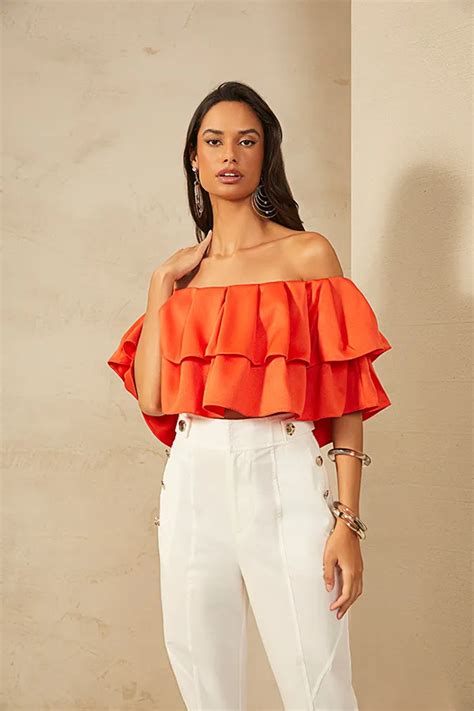 BLUSA MANGA BABADO VISCOLYCRA