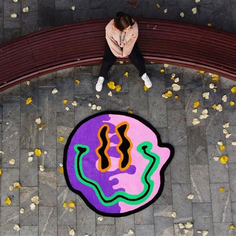 Trippy Smile Rug Trippy Face Handmade Custom Rug Tufted Etsy Tufted