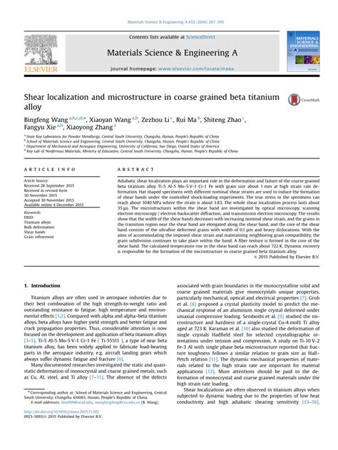 Pdf Shear Localization And Microstructure In Coarse Grained Beta
