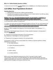 Understanding Evolutionary Mechanisms GRQs On Population Course Hero
