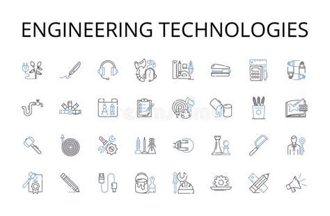 Engineering Technologies Line Icons Collection Computer Systems Environmental Sustainability