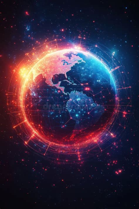 Digital Globe A Futuristic Globe Design Showcasing A Vibrant Earth With Glowing Lights And