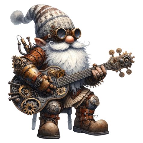 Ai Generated Steampunk Gnome Character With Aviator Goggles 41484384 Png