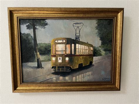 原画夜の路面電車 油彩 A3 The Night Tram スタジオラプタービジョン BOOTH