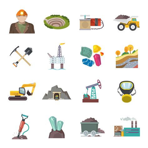 Mining Icons Flat 427865 Vector Art At Vecteezy
