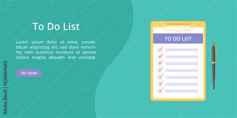Todo List On Clipboard With Pen Web Template Vector Landing Page