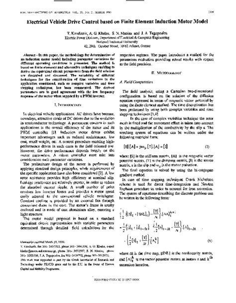 Pdf Electrical Vehicle Drive Control Based On Finite Element