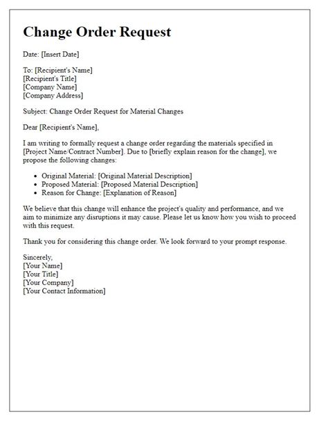 Letter Template For Change Order Request Free Samples In PDF Letterin