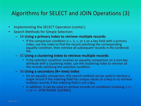 Adbms 38 Algorithms For Select And Join Operations Pptx Databases