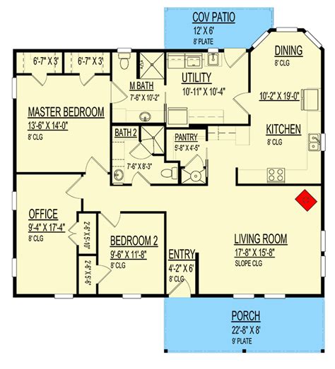 2 Bed Hill Country Ranch House Plan With Closed Floor Plan 264066kmd