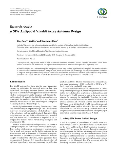 Pdf A Siw Antipodal Vivaldi Array Antenna Design