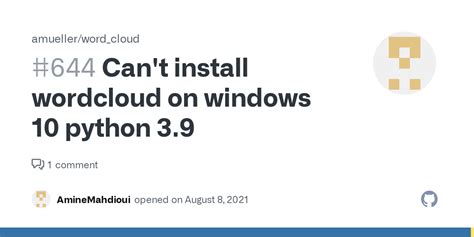 Cant Install Wordcloud On Windows 10 Python 39 · Issue 644