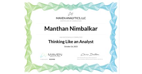 Completed Data Analytics Course By Maven Manthan Nimbalkar Posted On