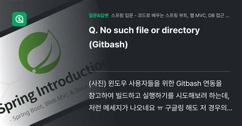 No Such File Or Directory Gitbash 인프런 커뮤니티 질문and답변