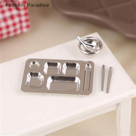 [เฉินโหยวปิง] 1 12 ตุ๊กตาจานอาหารค่ําชามช้อนตะเกียบตุ๊กตามินิครัวอุปกรณ์บนโต๊ะอาหารตุ๊กตาตกแต่ง