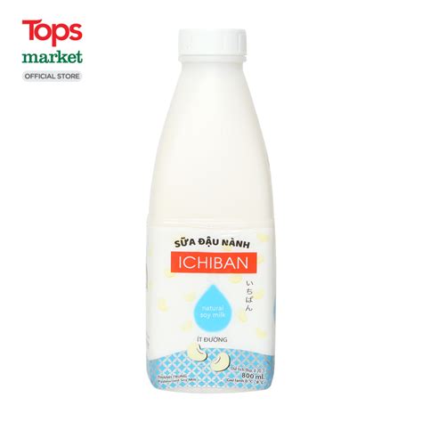 Sữa Đậu Nành Ichiban Nguyên Chất Ít Đường Chai 800ml Siêu Thị Tops