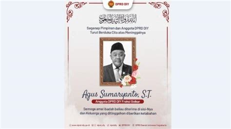 Anggota Fraksi Golkar DPRD DIY Agus Sumaryanto Meninggal Dunia