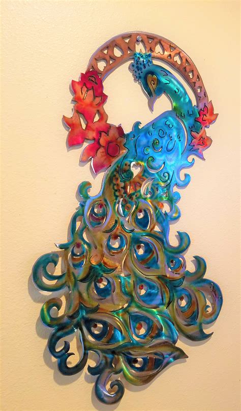 Peacock Garden Metal Wall Art Peacock Wall Art Psychedelic Art