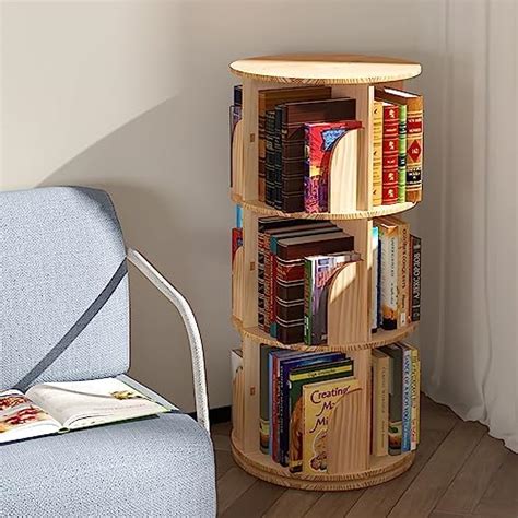 3 Tier 360° Rotating Stackable Shelves Bookshelf Organizer