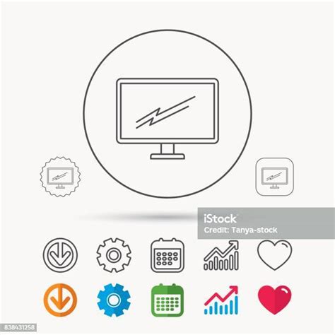 Pc 모니터 아이콘크기 Led Tv 팻말 Hdtv에 대한 스톡 벡터 아트 및 기타 이미지 Hdtv Lcd Led 조명