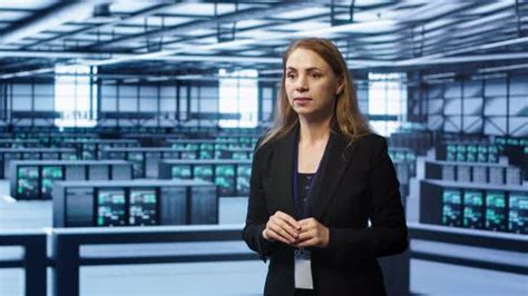 Software Developer Looking At Holograms In Data Center Monitoring