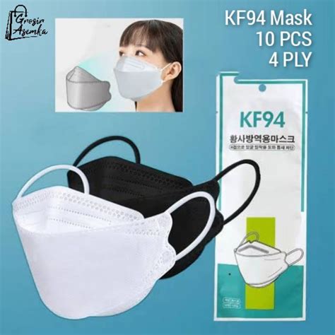 MASKER KF94 KF94 HITAM MASKER KF94 KOREA 4 PLY WARNA PERPACK ISI 10