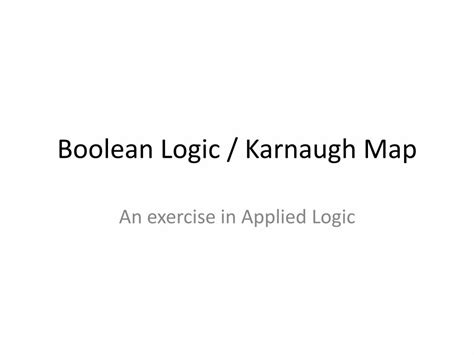 Pdf Boolean Logic Karnaugh Map Electronics · Boolean Logic