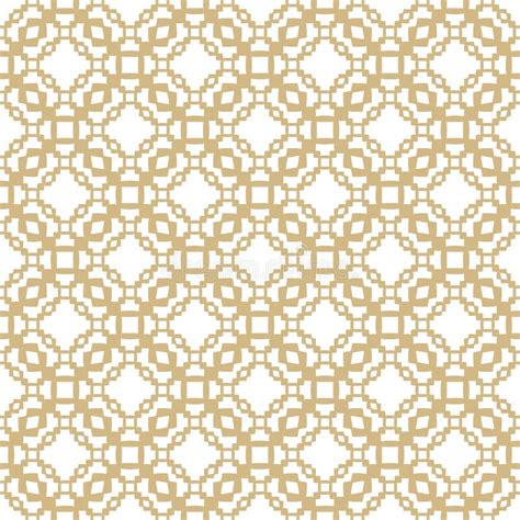 Golden Vector Seamless Pattern With Geometric Shapes Chains Grid Net Mesh Stock Vector