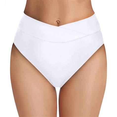Siilsaa High Waisted Bikini Bottoms For Women V Cut Crossover Bathing