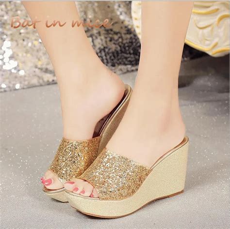 Summer Wedge Slippers Platform High Heels Women Slipper Ladies Outside Shoes Basic Clog Wedge