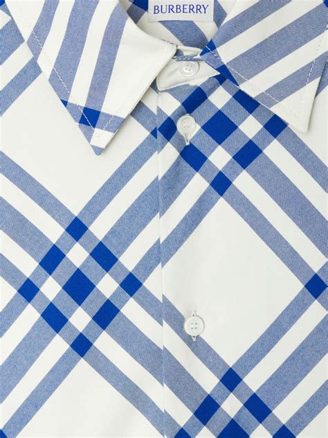 Burberry Checked Cotton Flannel Shirt Blue Farfetch Uk