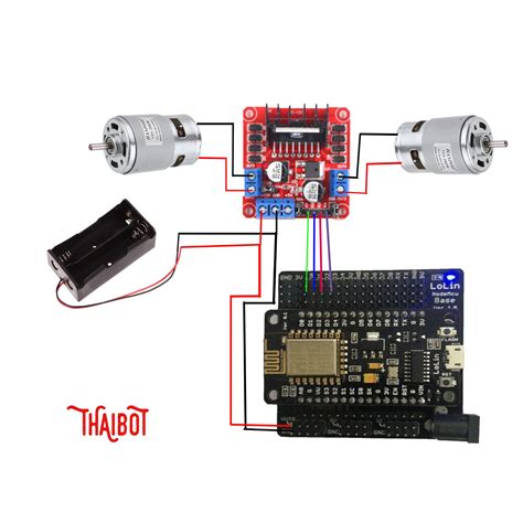 Thaibot ภาพการต่อวงจร หุ่นยนต์บังคับผ่านไวไฟ ด้วยesp8266 Thaibot ภาพการต่อวงจร หุ่นยนต์บังคับผ่านไวไฟ ด้วยesp8266