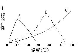 40某同学研究温度对Ⅰ Ⅱ Ⅲ三种酶活性的影响 实验结果如下图所示 下列有关说法正确的是 AⅠ酶在Ⅱ酶的最适温度时仍然具有活性 BⅡ酶很