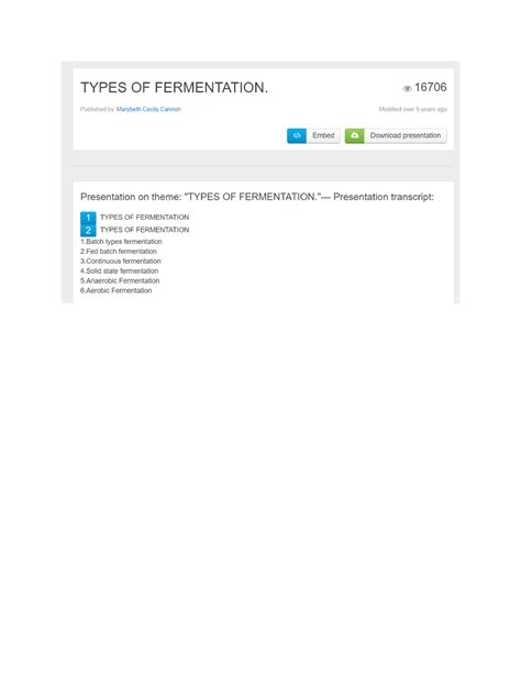 Fermentation Technology Fermentation Is A Metabolic Process That