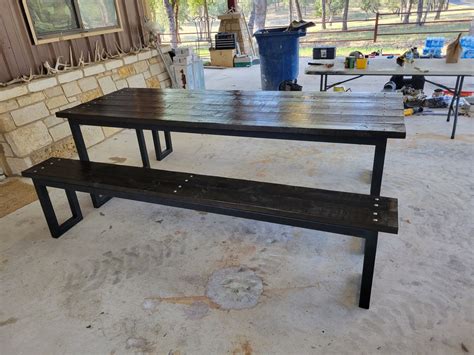 Modern Style Metal Picnic Table With Separate Benches ~ Restaurant